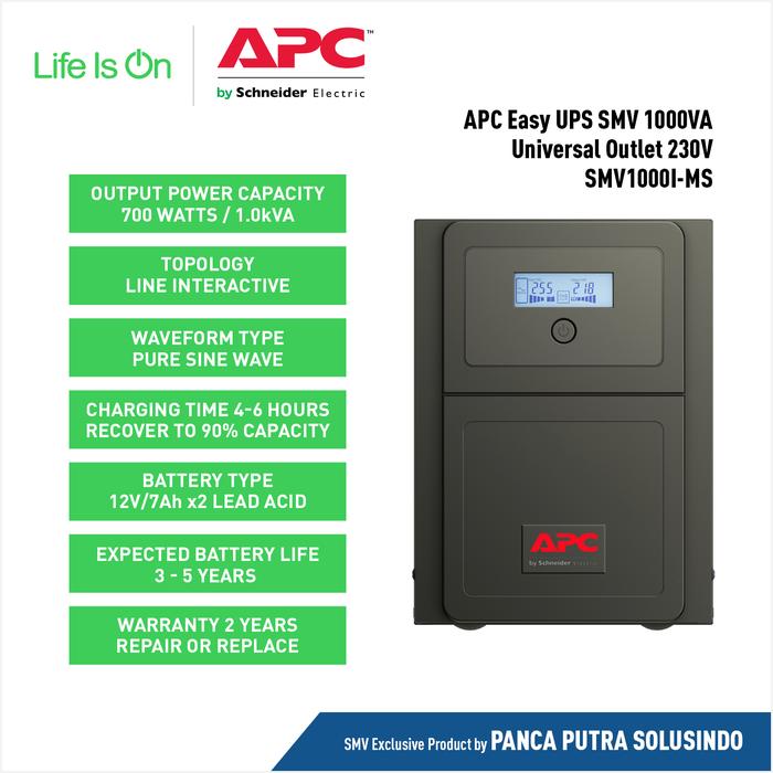 Jual UPS APC Easy UPS SMV 1000VA 700W Sinewave 230V SMV1000I-MS - Jakarta Utara - Panca Putra ...