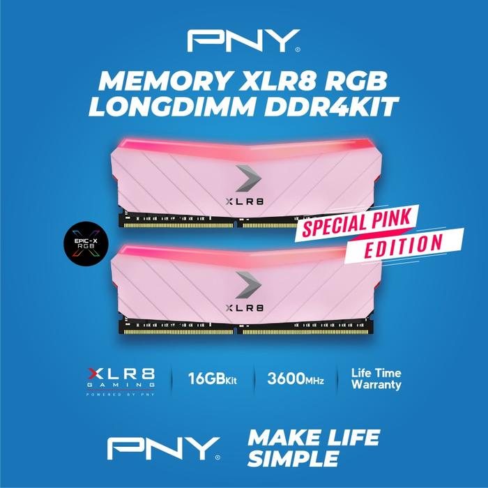 Promo Ram DDR4 PNY XLR8 RGB PINK Edition 16GB (2x8GB) KIT 3200Mhz ...