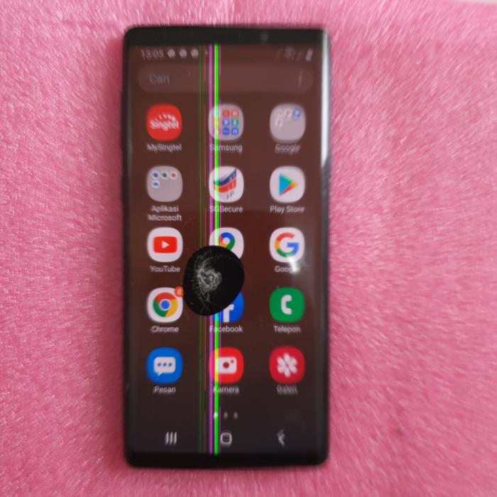 Jual lcd samsung note 9 retak tompel, garis pelangi, ts normal - Kab ...