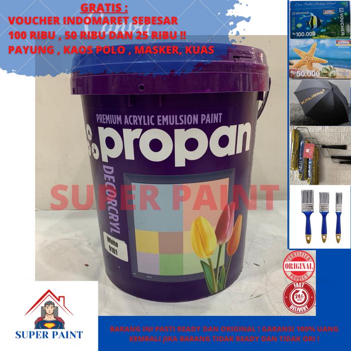 Jual CAT TEMBOK INTERIOR PREMIUM PROPAN DECORCRYL WARNA PUTIH 9101 20L ...