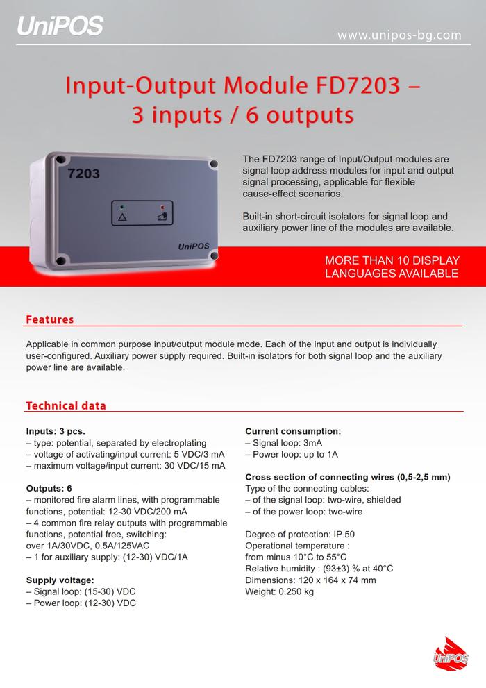 Jual Fire Alarm UniPos-Addressable-I/O Module-3Input/6Output-FD7203 - Kab. Tangerang - Tria ...