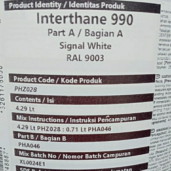 Jual International Paint - Interthane 990 RAL 9003 (Signal White) - Kab. Bekasi - CV. Manddiri ...
