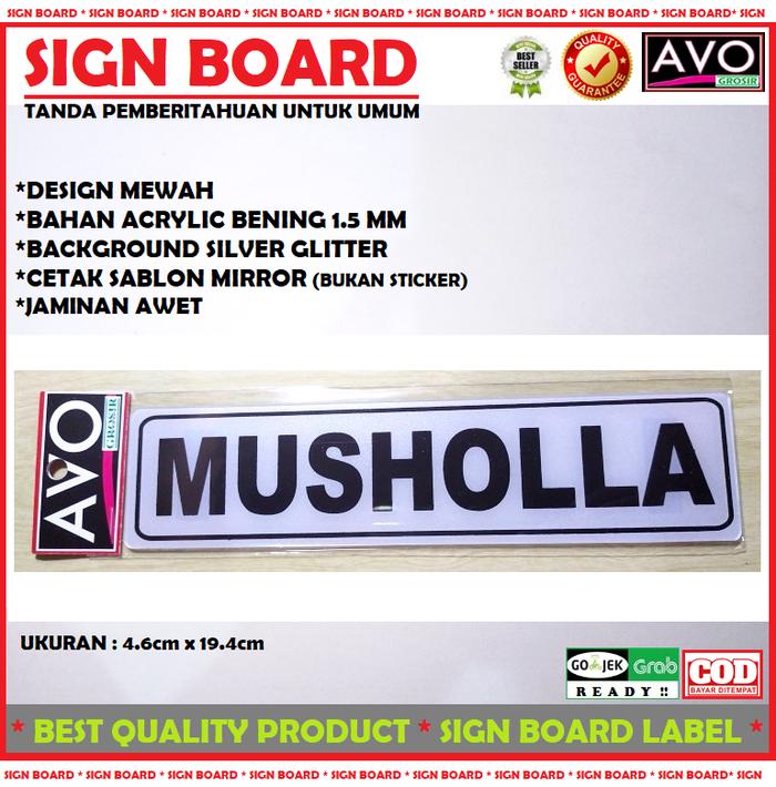 Jual sign label MUSHOLLA acrylic sticker sign board tanda ruangan - Kab ...
