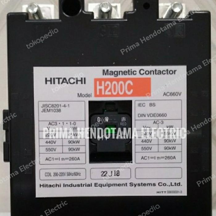 Jual Contactor Hitachi H200C 220V | Contactor Hitachi H-200C 220V ...