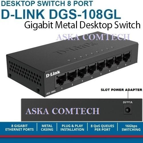 Jual swith hub lan DLINK 8 port DGS 108 gigabyte 100/1000 mbps ...