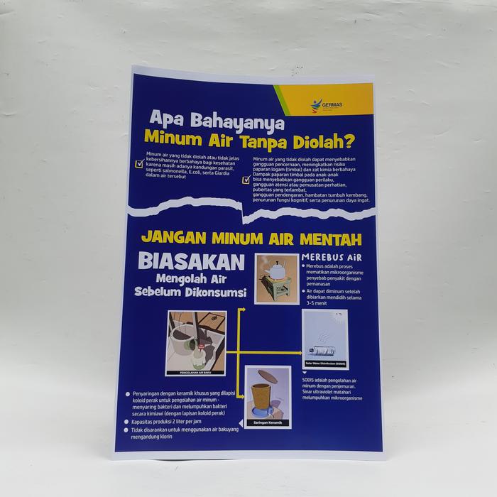 Jual Poster Kesehatan, Poster STBM - Bahaya Minum Air Tanpa Diolah ...