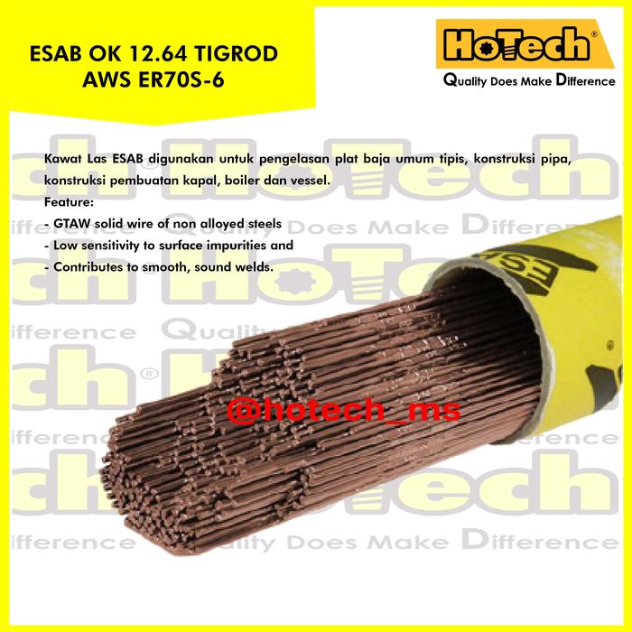 Jual ESAB OK TIGROD 12.64 | AWS ER70S-6 | Size 1.6 x 1000mm GTAW Kawat Las - Jakarta Barat ...