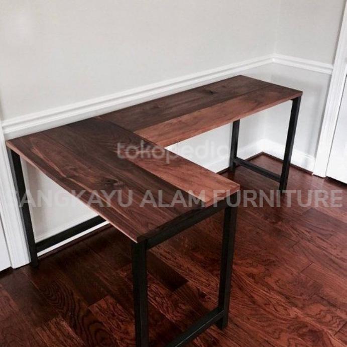 Jual meja kerja Leter L kayu mahgoni kaki besi hollow - Jakarta Selatan ...