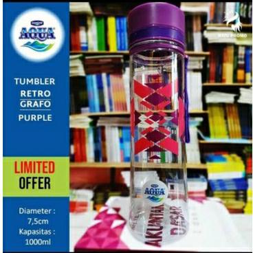 Jual tumbler retro grafo 1000ml merk danone aqua original 1liter - Ungu di Seller Saleem STORE ...