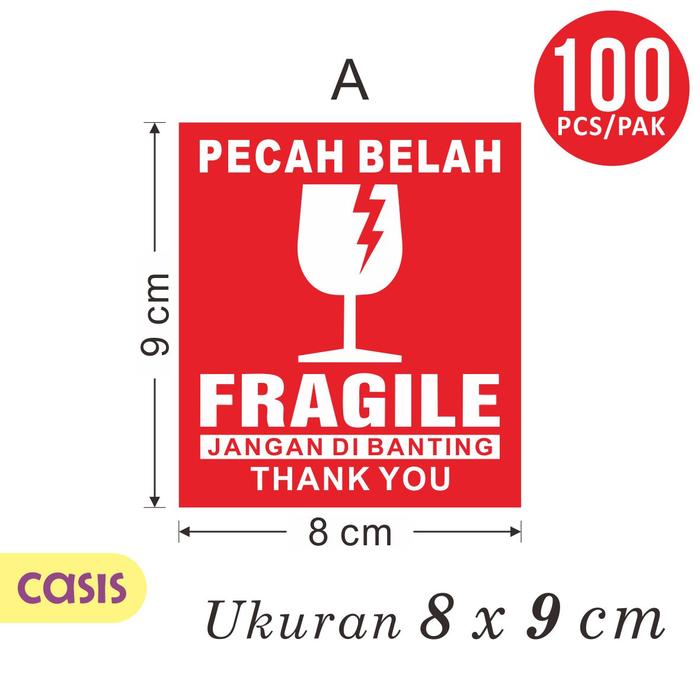 Jual stiker fragile 8 x 9 cm handle with care - CASIS Sticker Paper ...