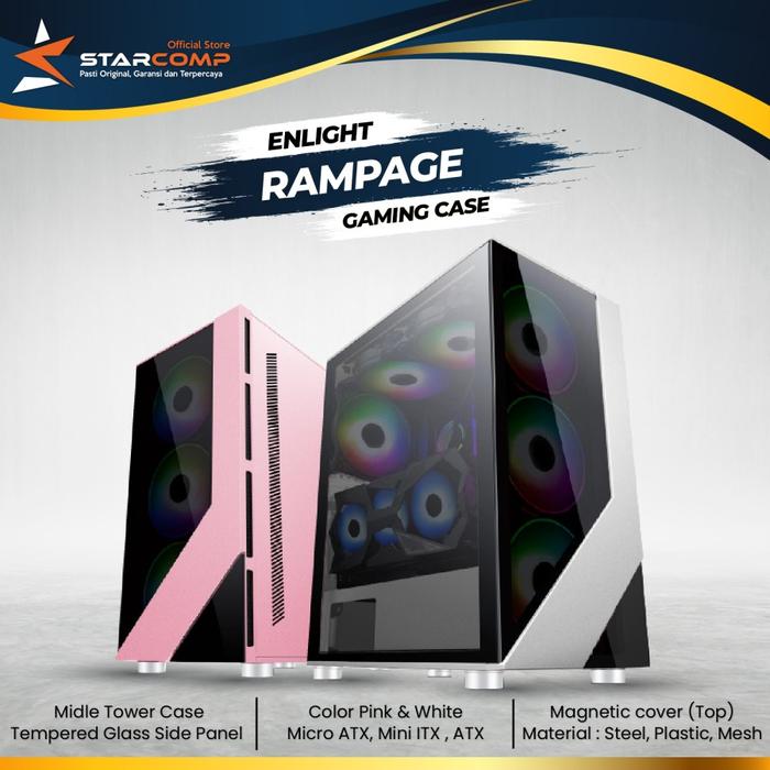 Promo ENLIGHT RAMPAGE Tempered Glass Mid Tower CASING GAMING PC Cicil 0 ...