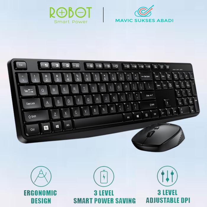 Promo ROBOT KM3100 Wireless Keyboard and Mouse Combo Set (New KM4000 ...