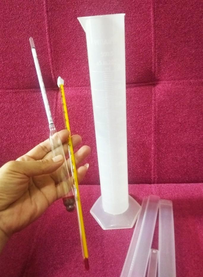Jual Set 3 IN 1 Hydrometer Solar, Thermometer Glass Gelas Ukur PP 500 ...