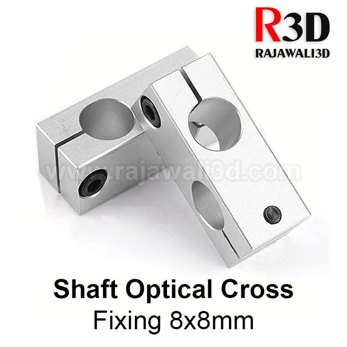 Jual Shaft Optical Axis Cross Fixing Block Smooth Rod 8*8mm Aluminium ...