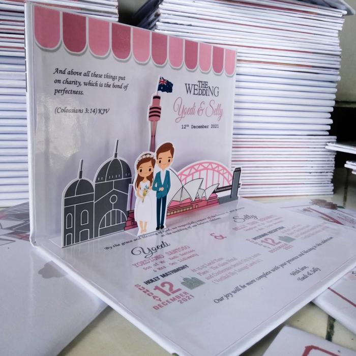 Promo Undangan Pernikahan Hardcover Mewah 3D Pop Up Sidney I'm in Love ...