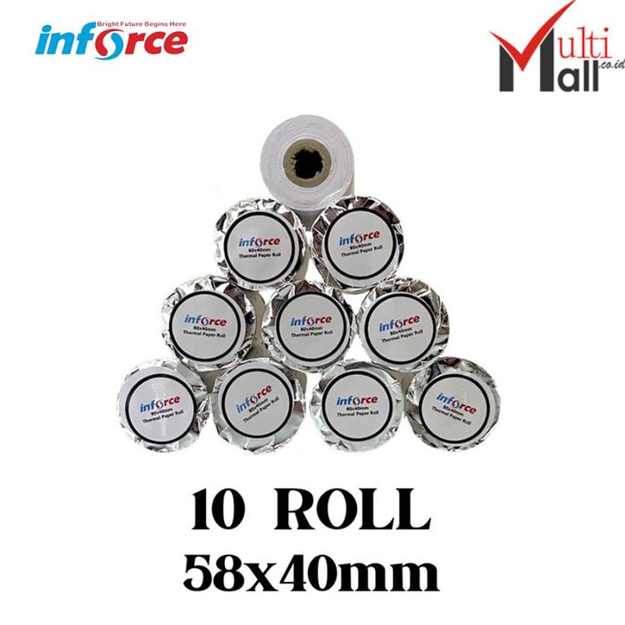 Jual KERTAS THERMAL 58X40 MM INFORCE PAPER ROLL 10 STRUK NOTA TERMAL 58 ...