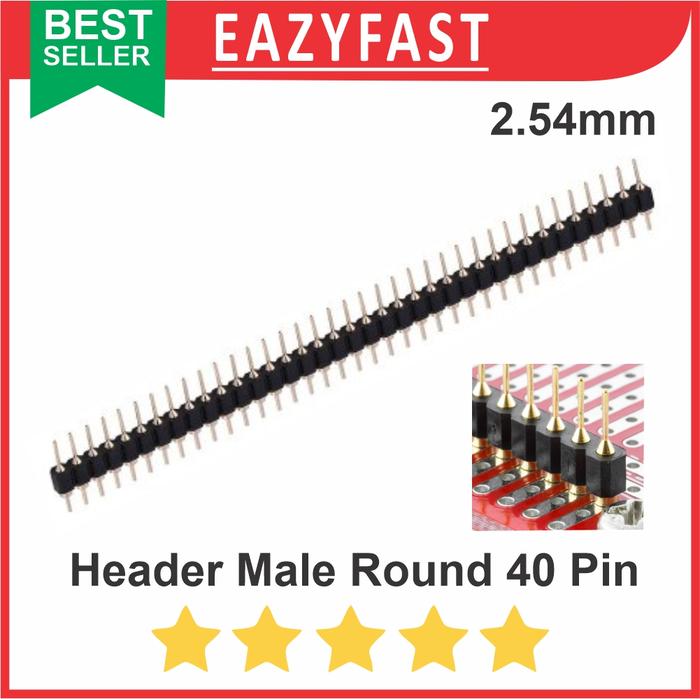 Jual Pin Header Male Jantan Row PCB 1x40 2.54mm Bulat Round Swiss - Kab ...