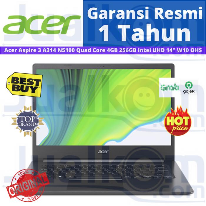 Jual Acer Aspire 3 A314 N5100 Quad Core 4GB 256GB Intel UHD 14" W10 OHS ...