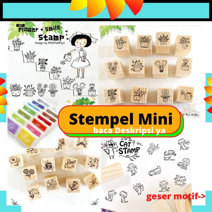 Jual Stempel Cap Stamp Kayu Wood Karakter Cute Mini Buku Diary Korea ...