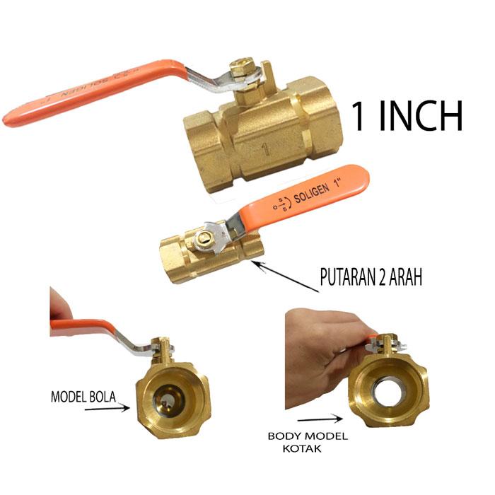 Jual Ball Valve Kuningan SOLIGEN Varian Ukuran 1/2" - 3/4" - 1" Stop ...