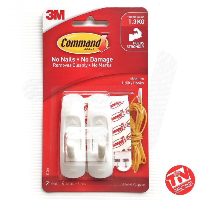 Jual Pengait Dinding 3M Command 17001 Medium Hooks (2 pcs + 4 Strips ...