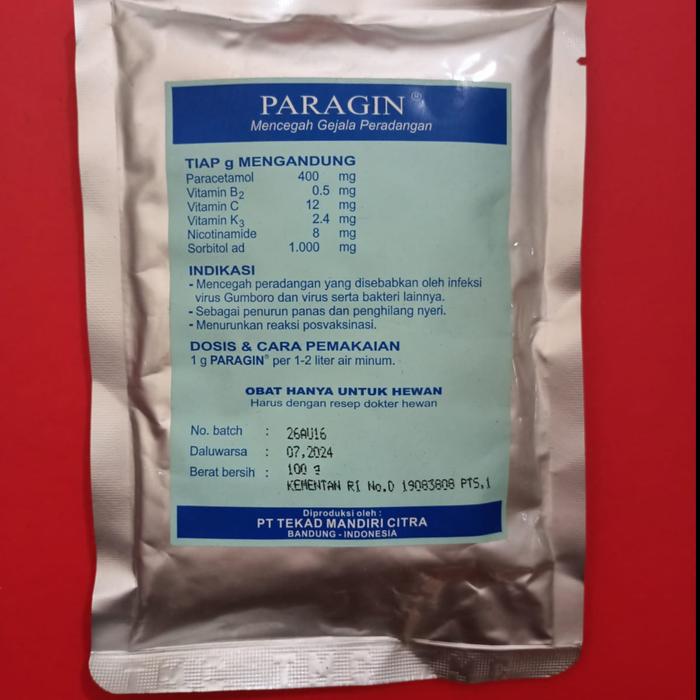 Jual PARAGIN - Obat Pencegah Gejala Peradangan Ternak Unggas 100 Gram ...