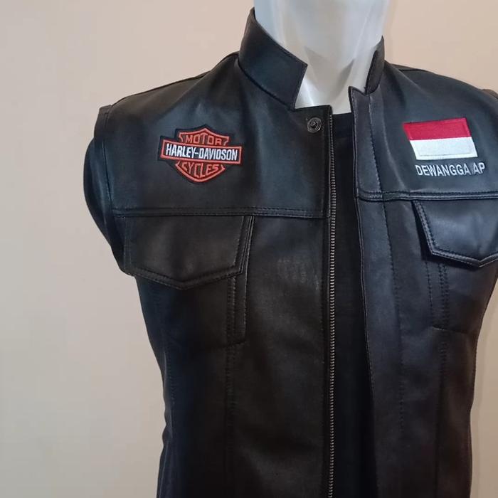 Jual jaket rompi kulit pria Harley/jaket rompi asli kulit Motor Tebal ...