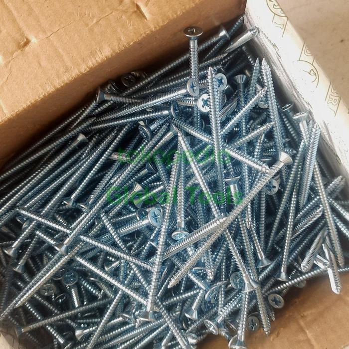 Jual FAB zinc plated 8x2 sekrup m4 x 50 Flat head screw Taping screw 8 ...