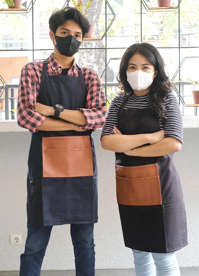 Jual Apron Celemek Barista Chef Bahan Kanvas Faux Leather 1 Saku ...