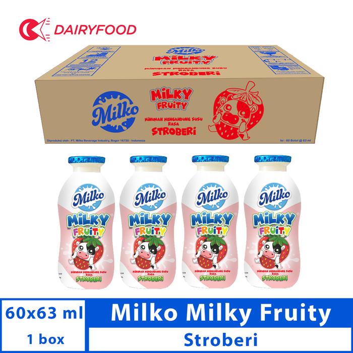 Jual MILKO MILKY FRUITY RASA STROBERI 1 KARTON ( 60 BOTOL X 63 ML ...