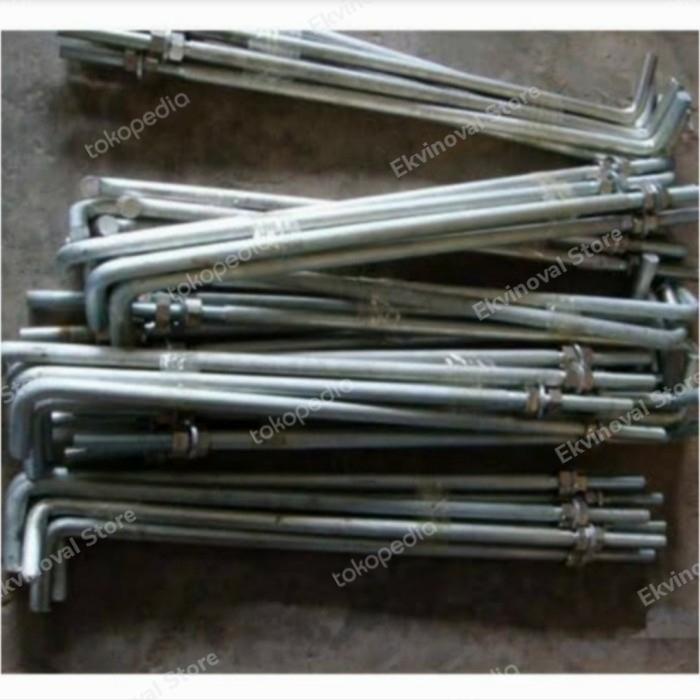 Jual angkur L Anchor bolt | M12 x 25cm | galvanis ( 2mur + 2ring ...