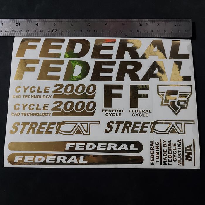 Promo Cutting Sticker FEDERAL Sepeda MTB GOLD CHROME Oracal satu set ...