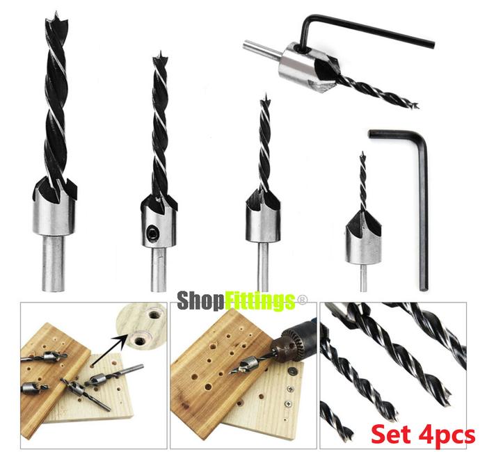 Jual Mata Bor Countersink Drill Bits Set Adjustable Reamer Hex Wrench 4 ...