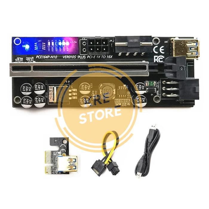 Jual USB 3.0 RISER PCI-E Express Riser Card 1x 16x 8 kapasitor V010s Plus - Hitam - Hitam - Kota ...