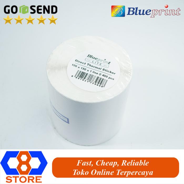 Jual BLUEPRINT THERMAL STICKER ROLL 100X150 MM LABEL RESI STIKER A6 400PCS - Kota Cirebon - C8C ...