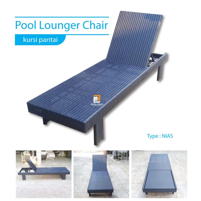 Jual Pool Lounger Chair kursi pantai kursi kolam rotan sintetis tipe ...
