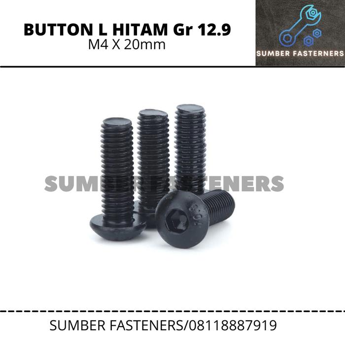 Jual Baut Button L M4x20mm Hitam IMPORT - Jakarta Utara - sumber fasteners | Tokopedia