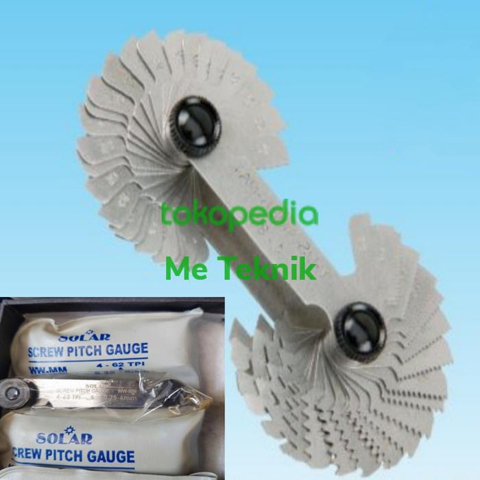 Jual (Me)Alat Ukur Drat Mal Ulir WW - MM SOLAR THREAD SCREW PITCH GAUGE ...