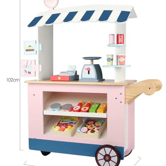 Jual Wooden Toys Convenience Booth Trolley Mainan Anak Kasir ...