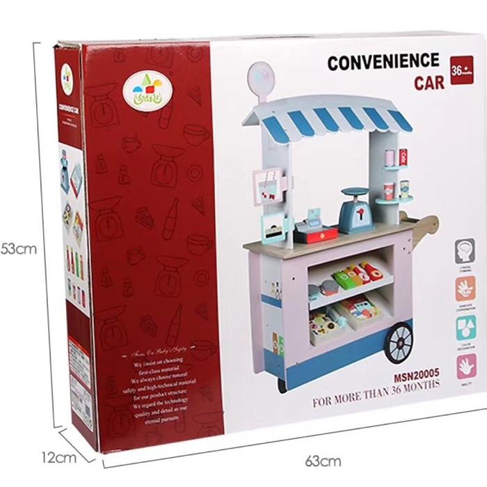 Jual Wooden Toys Convenience Booth Trolley Mainan Anak Kasir ...