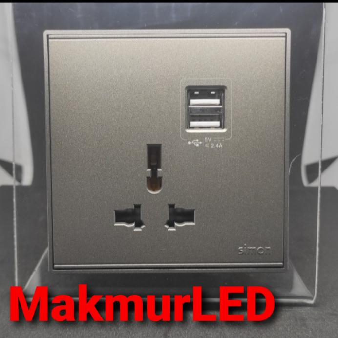 Jual STOP KONTAK + USB/STOP KONTAK UNIVERSAL+USB SIMON E6 GREY 70E725-61 - Jakarta Pusat ...