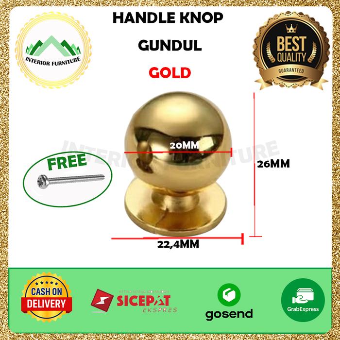 Jual Handle Tarikan Knob Knop Laci Lemari Pentol Bulat - GOLD - Jakarta ...