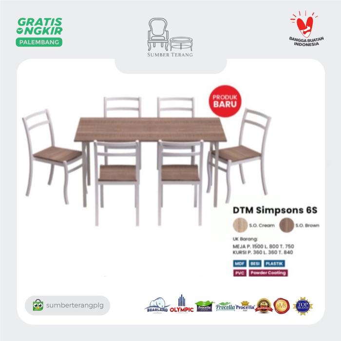 Jual Olympic Dining Table / 1 set Meja Makan 6 kursi DTM Simpsons 6S ...