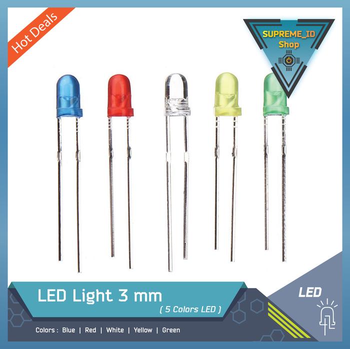 Jual LED Light 3mm Lampu 3 mm Biru Merah Putih Kuning Hijau | Arduino ...