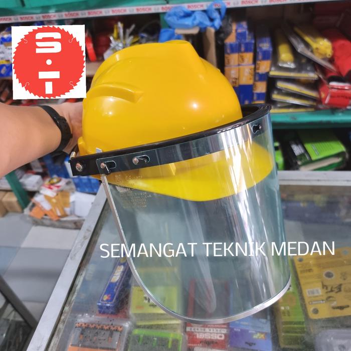 Jual HELM SAFETY PROYEK KACA MIKA WAJAH FACE SHIELD VISOR SET BLUE ...
