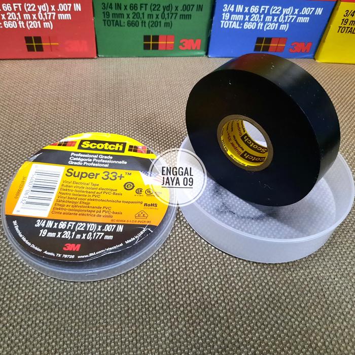 Jual Isolasi Listrik 3M Scotch Super 33+ Black 19mm x 20,1m x 0,117mm ...