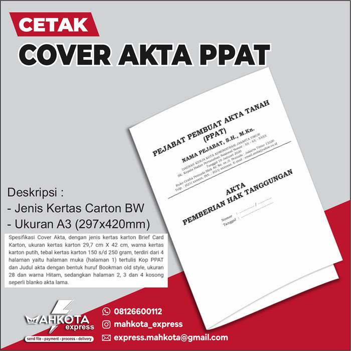 Jual CETAK COVER/SAMPUL AKTA PPAT - Jakarta Timur - Mahkota Express ...