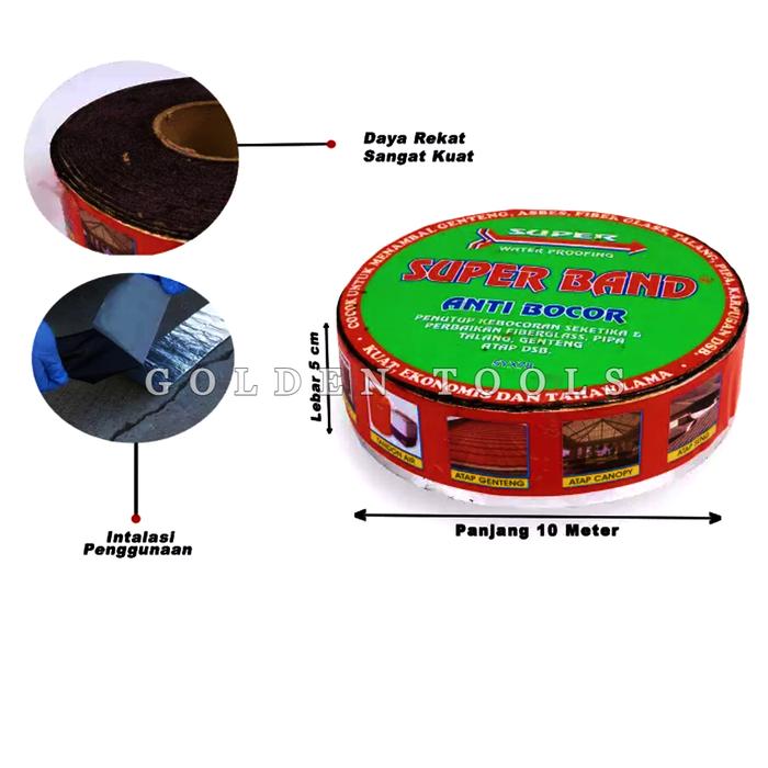 Jual LAKBAN SENG 10 M ANTI BOCOR SOLASI ATAP PEREKAT ASPAL SUPER BAND ...