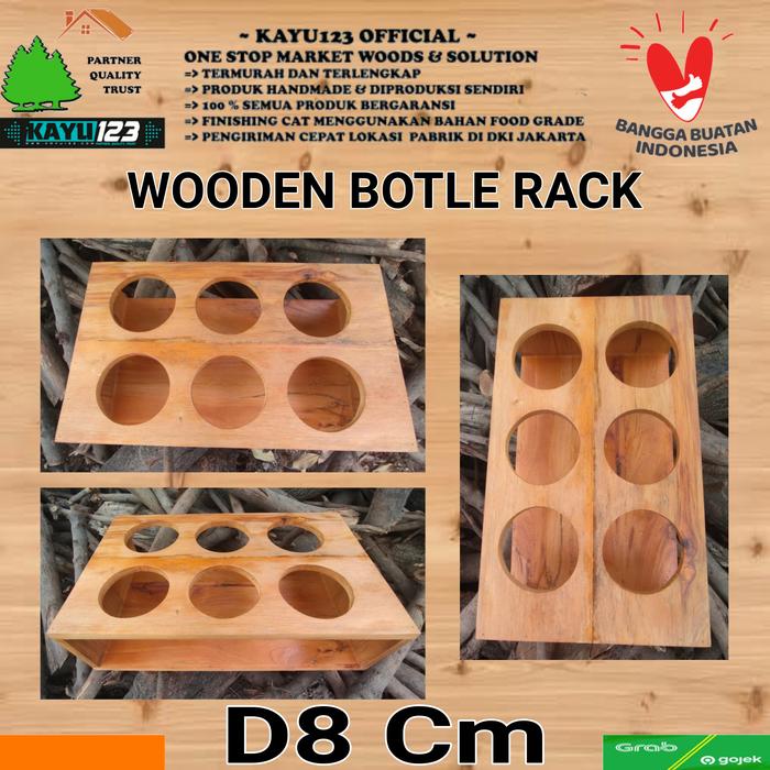 Jual Wooden Botle Rack D8-10cm Tempat Botol Minuman Box Kayu Serbaguna ...