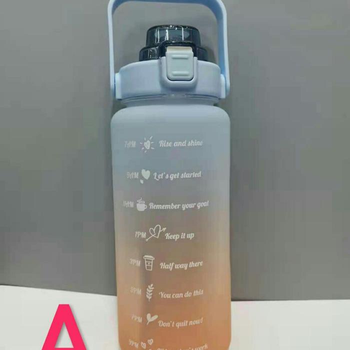 Jual botol minum viral penanda waktu 2 liter / 2000 ml gradasi / pastel ...